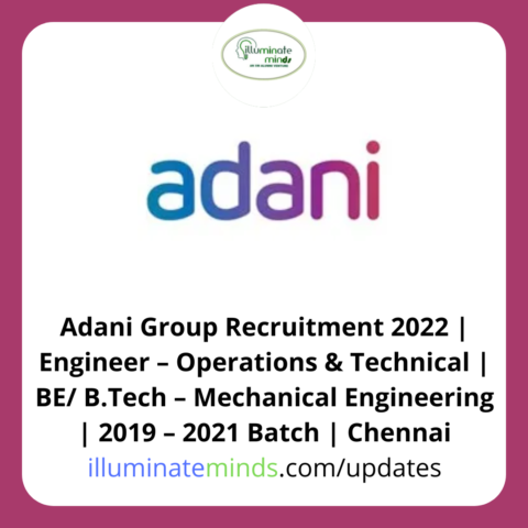 Adani Group Recruitment 2022 | Engineer – Operations & Technical | BE ...