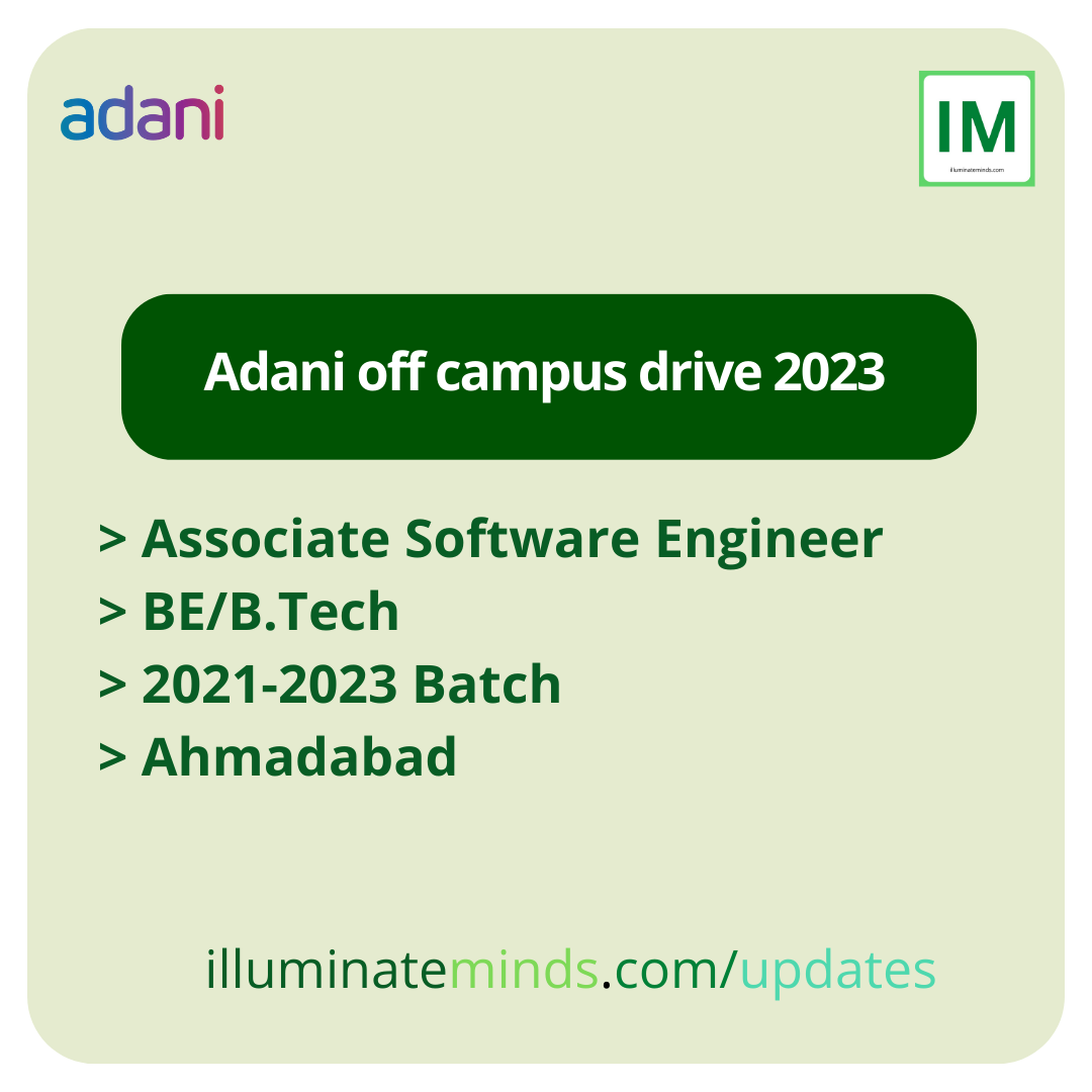 Adani off campus drive 2023 | Associate Software Engineer | BE/B.Tech ...