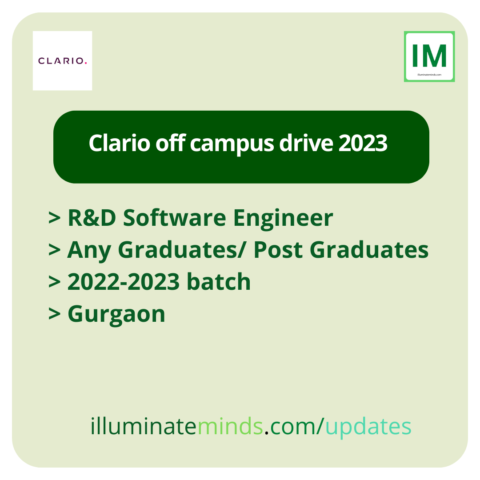Clario off campus drive 2023 | R&D Software Engineer | Any Graduates ...