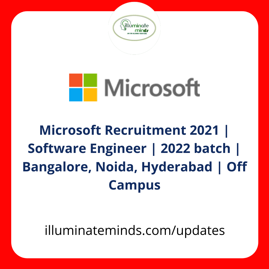 Microsoft Recruitment 2021 | Software Engineer | 2022 batch | Bangalore ...