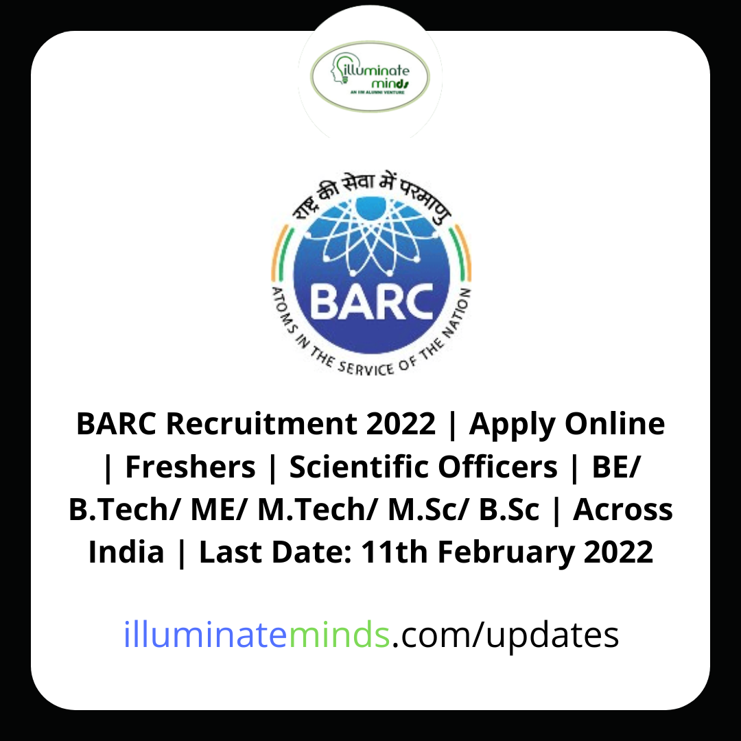 BARC Recruitment 2022 | Apply Online | Freshers | Scientific Officers ...
