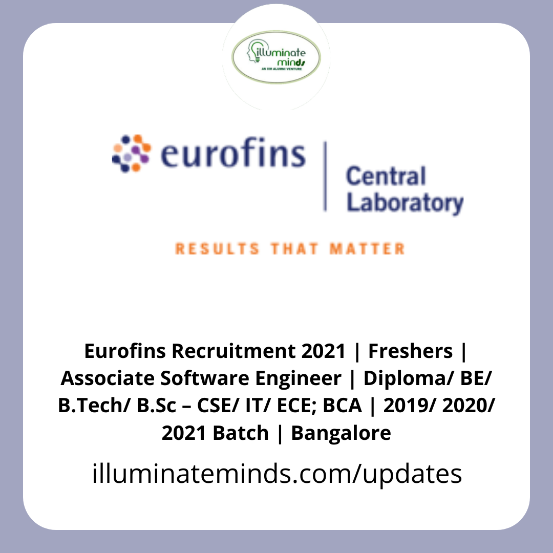 Eurofins Recruitment 2021 Freshers Associate Software Engineer