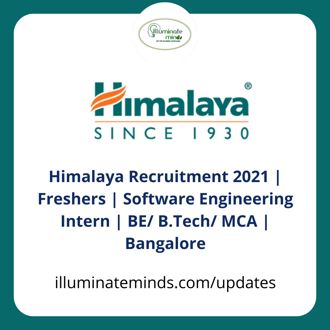 Himalaya Recruitment 2021 Freshers Software Engineering Intern Be