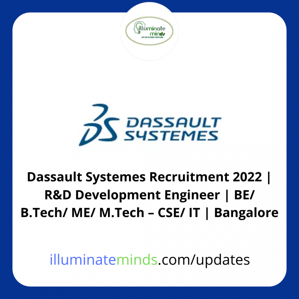 Dassault Systemes Recruitment 2022 R D Development Engineer Be B