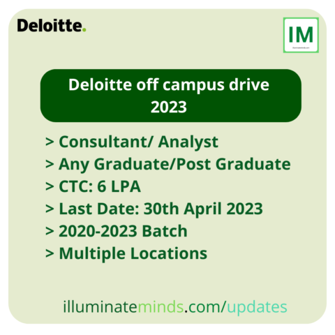 Deloitte Off Campus Drive 2023 Consultant Analyst Any Graduate