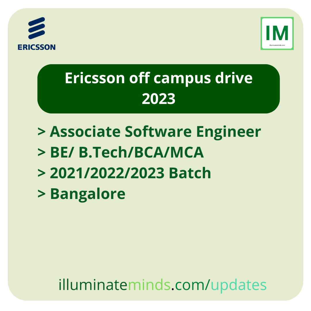 Ericsson off campus drive 2023 | Associate Software Engineer | BE/ B ...