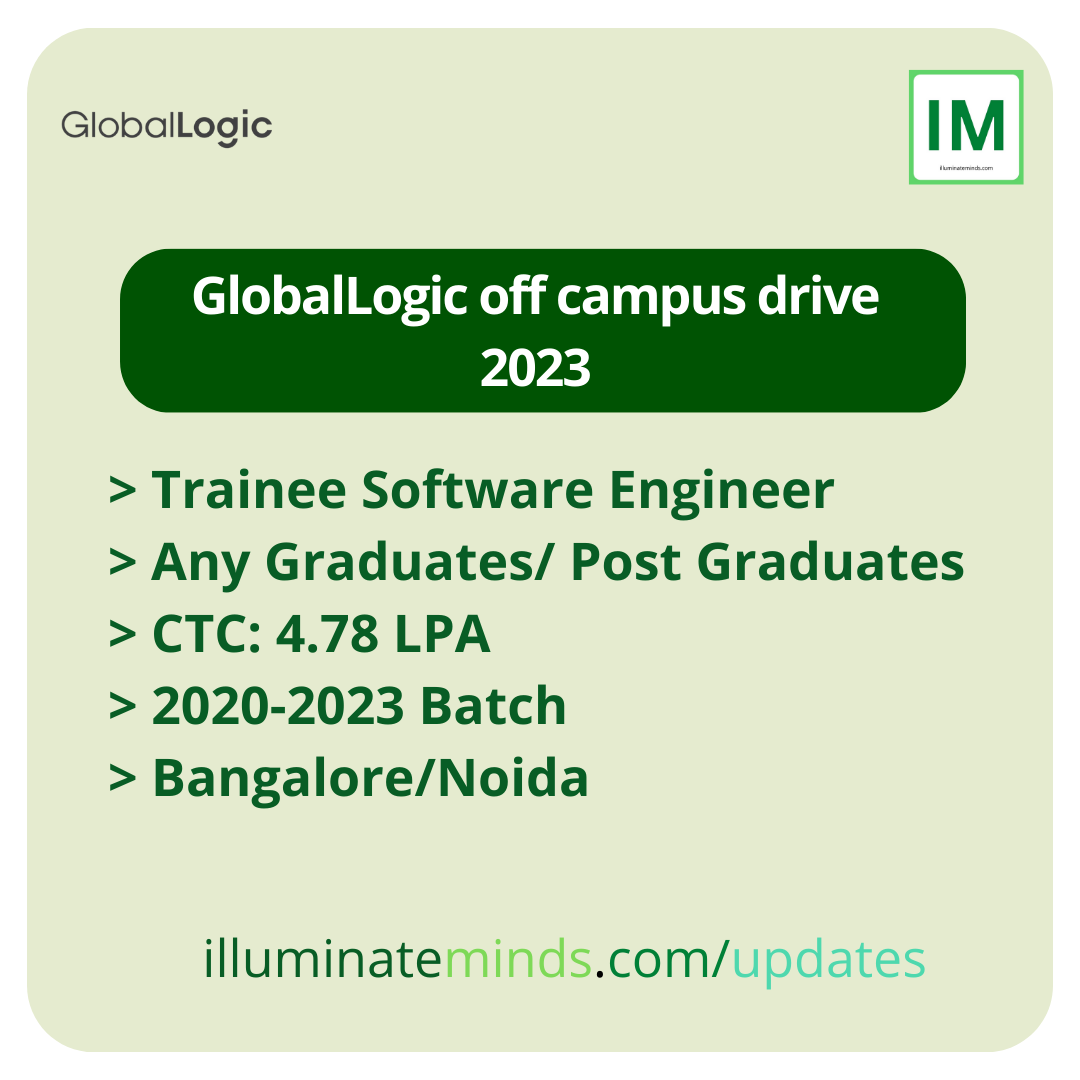 GlobalLogic off campus drive 2023 | Trainee Software Engineer | Any ...