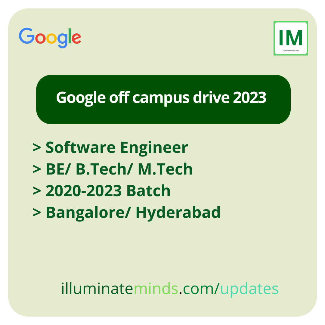 Google off campus drive 2023 | Software Engineer | BE/ B.Tech/ M.Tech | 2020-2023 Batch ...