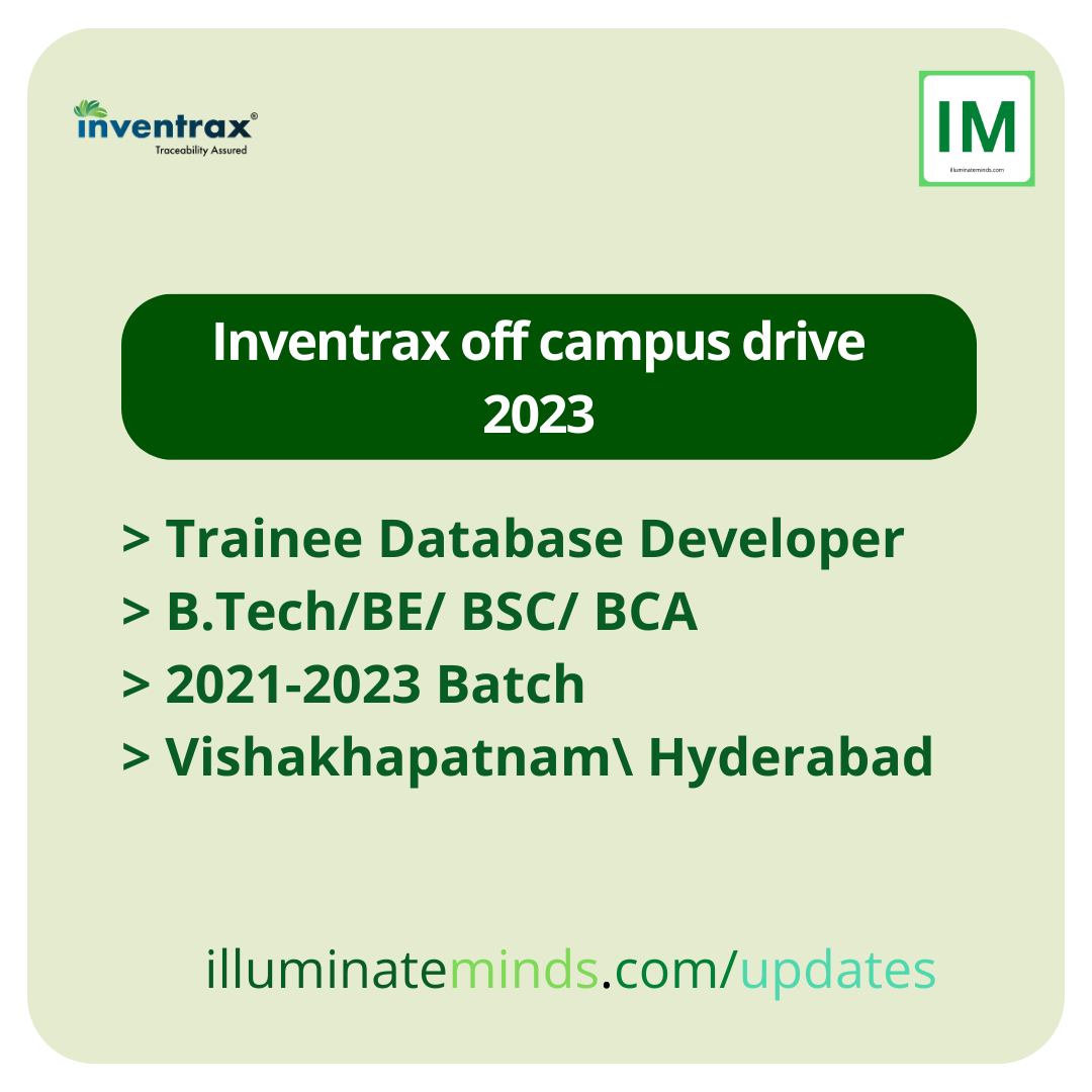 Inventrax off campus drive 2023 | Trainee Database Developer | B.Tech ...