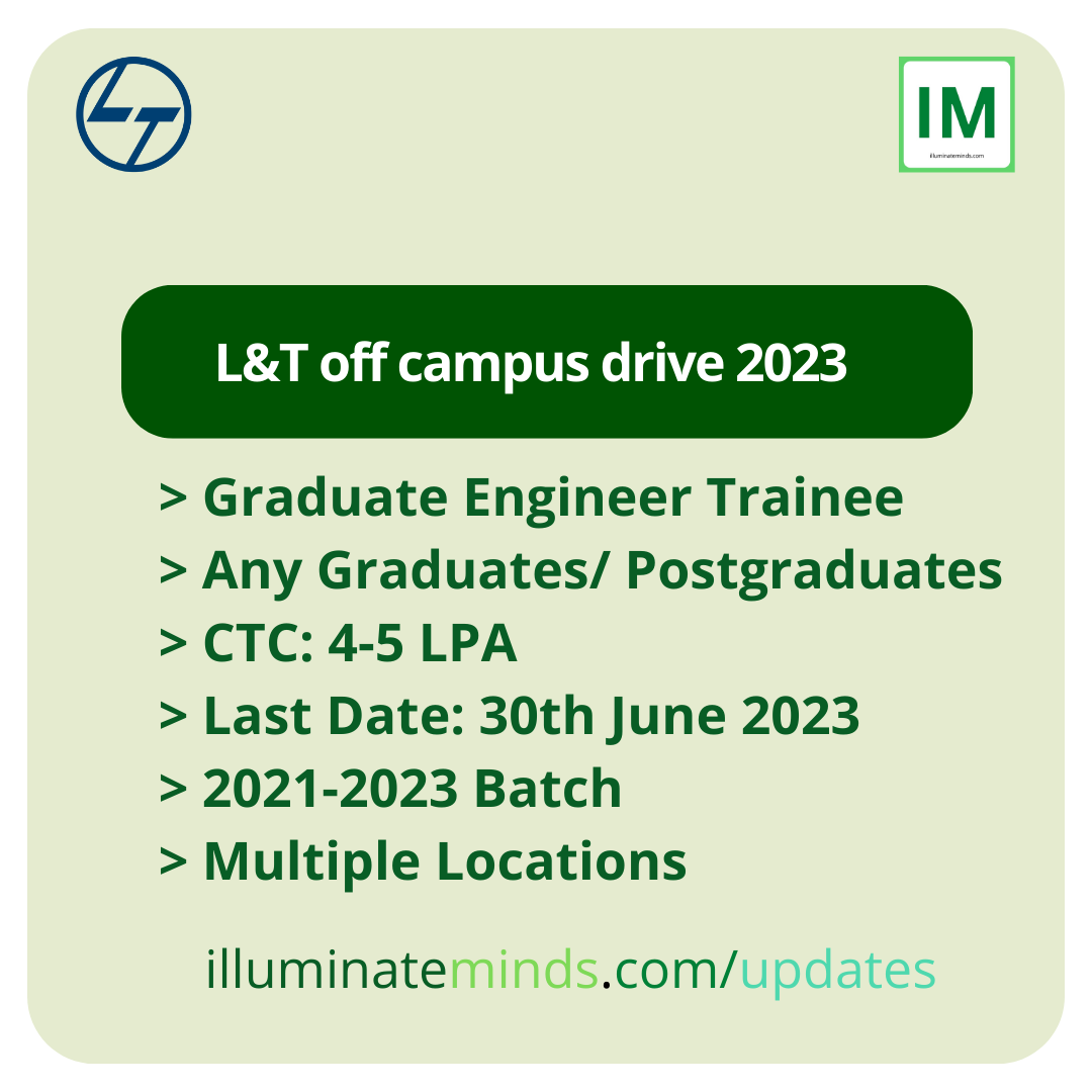 L&T off campus drive 2023 | Graduate Engineer Trainee | Any Graduates ...