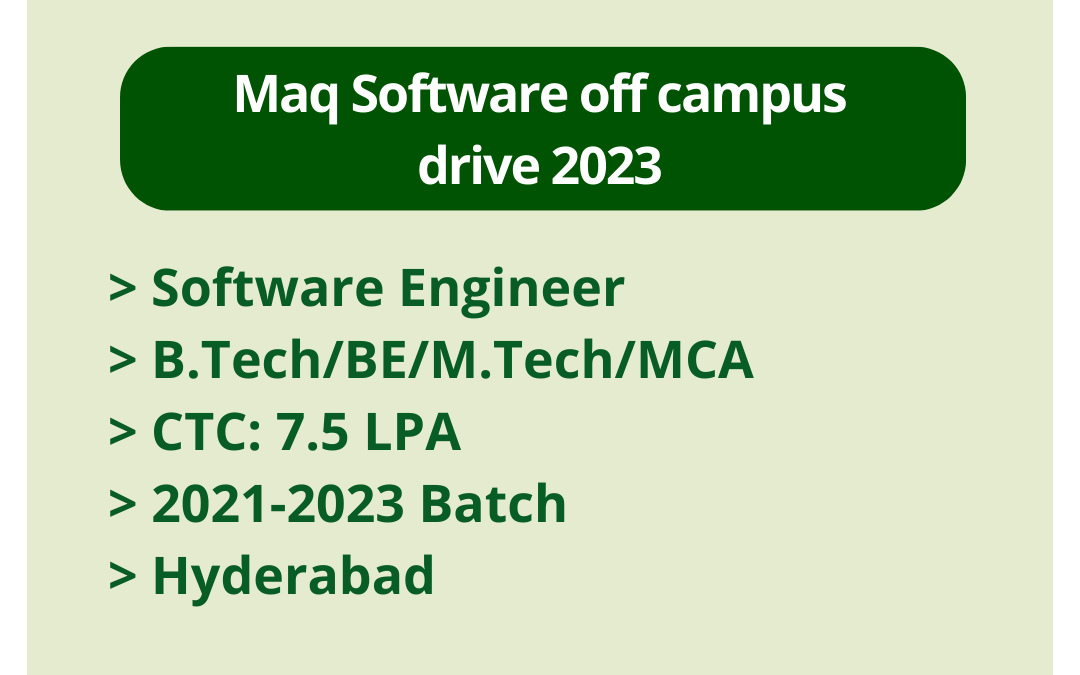 Maq Software off campus drive 2023 | Software Engineer | B.Tech/BE/M.Tech/MCA | CTC: 7.5 LPA ...