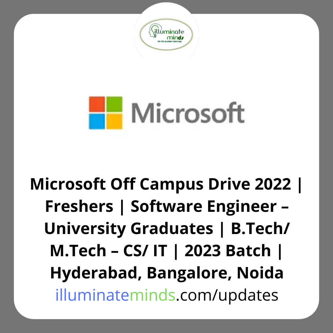 Microsoft Off Campus Drive 2022 | Freshers | Software Engineer ...