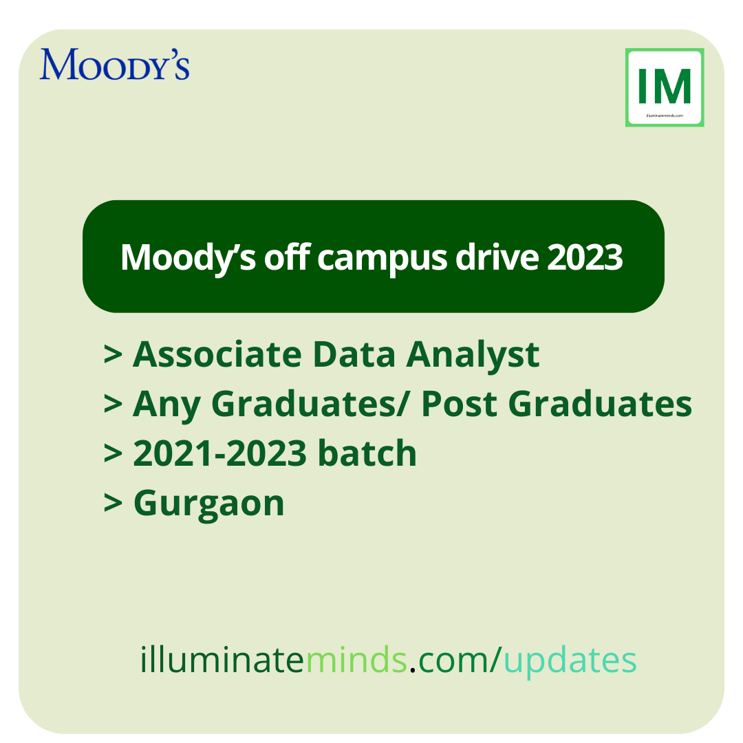 Moody’s off campus drive 2023 | Associate Data Analyst | Any Graduates ...