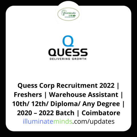 Quess Corp Recruitment 2022 | Freshers | Warehouse Assistant | 10th ...
