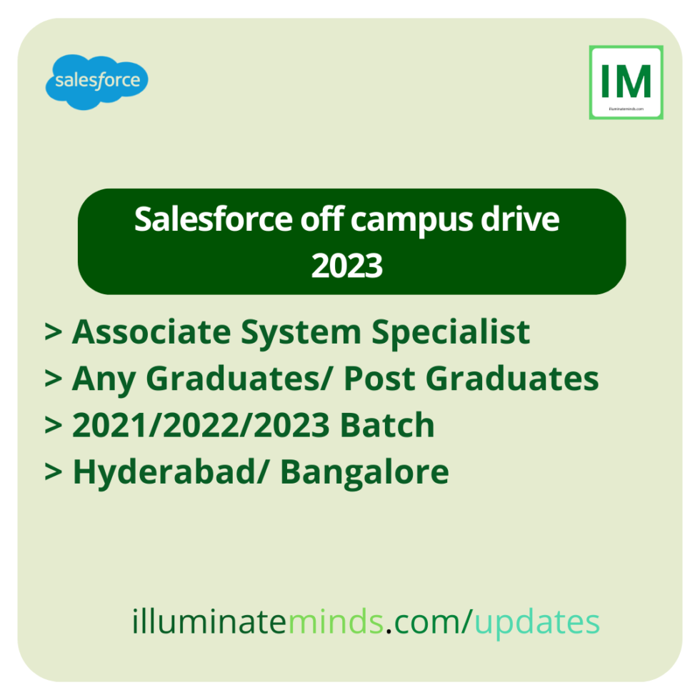 Salesforce off campus drive 2023 | Associate System Specialist | Any ...