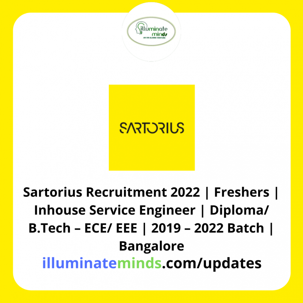 Sartorius Recruitment 2022 | Freshers | Inhouse Service Engineer ...