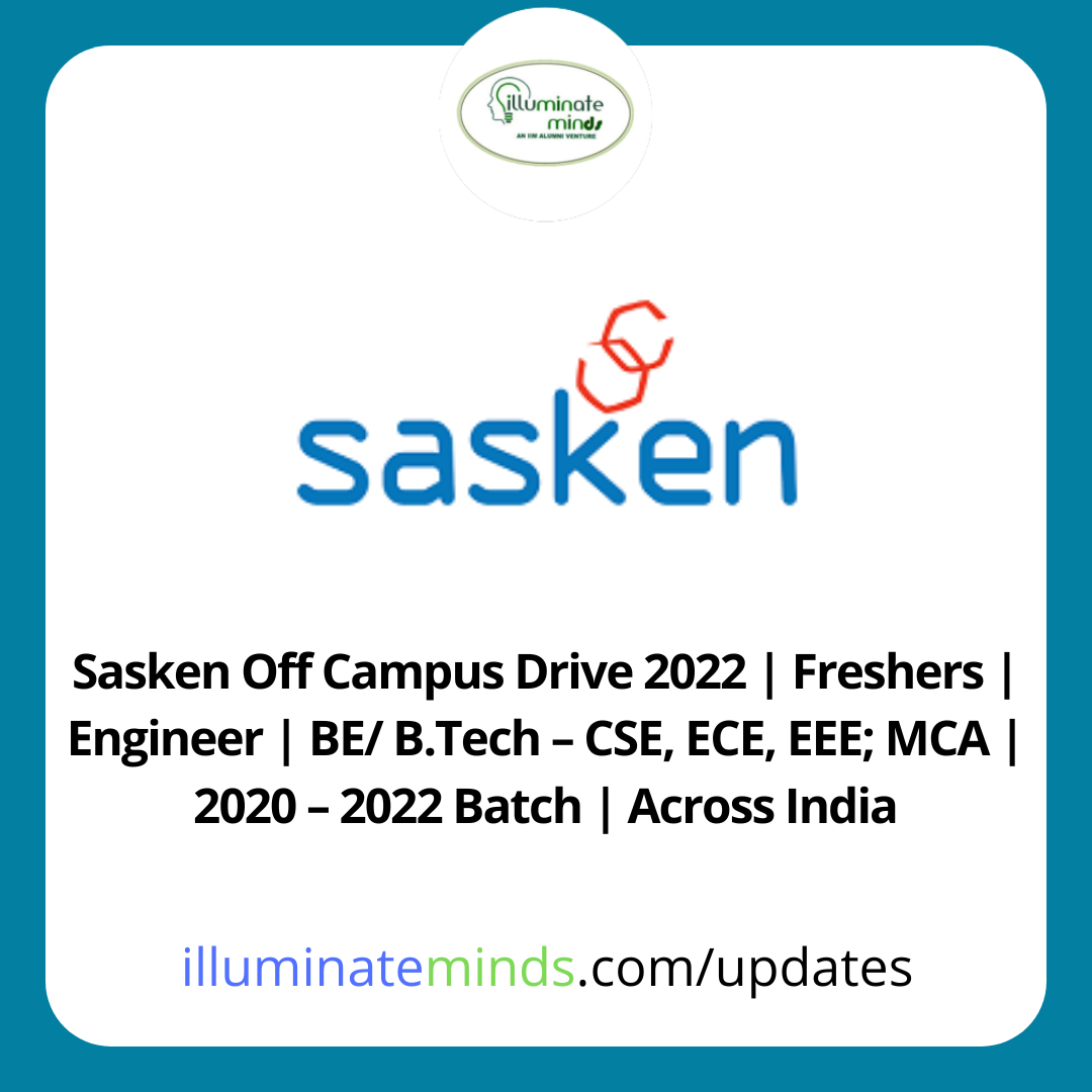 Sasken Off Campus Drive 2022 | Freshers | Engineer | BE/ B.Tech – CSE, ECE, EEE; MCA | 2020 ...