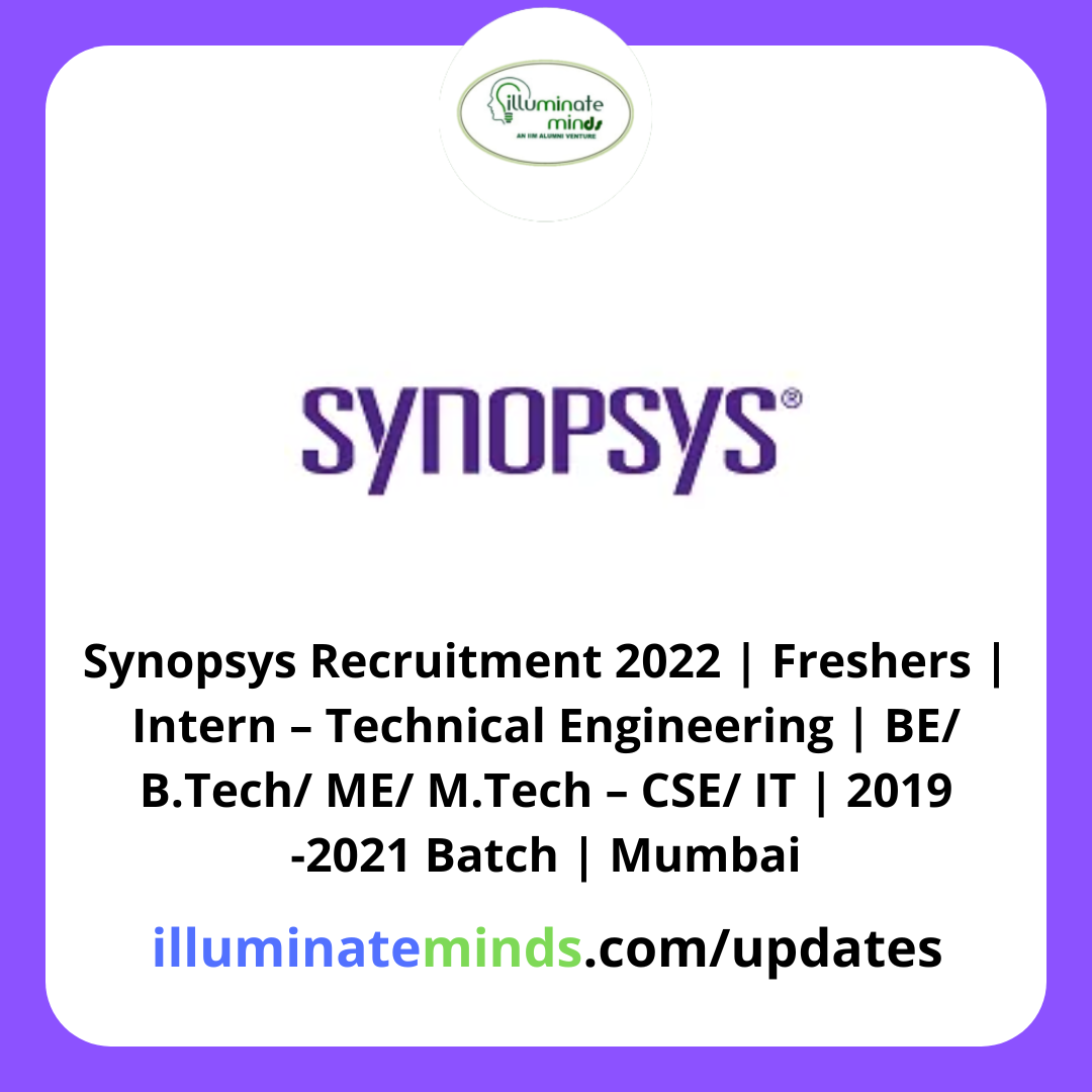 Synopsys Recruitment 2022 | Freshers | Intern – Technical Engineering ...