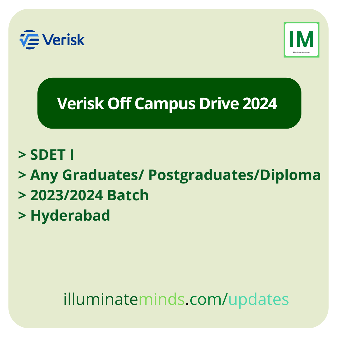 Verisk Off Campus Drive 2024 | SDET I | Any Graduates/ Postgraduates ...